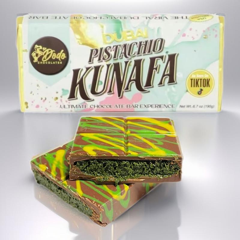 Dubai's Sensational Milk Chocolate Pistachio Kunafa Chocolate Bar - A ...