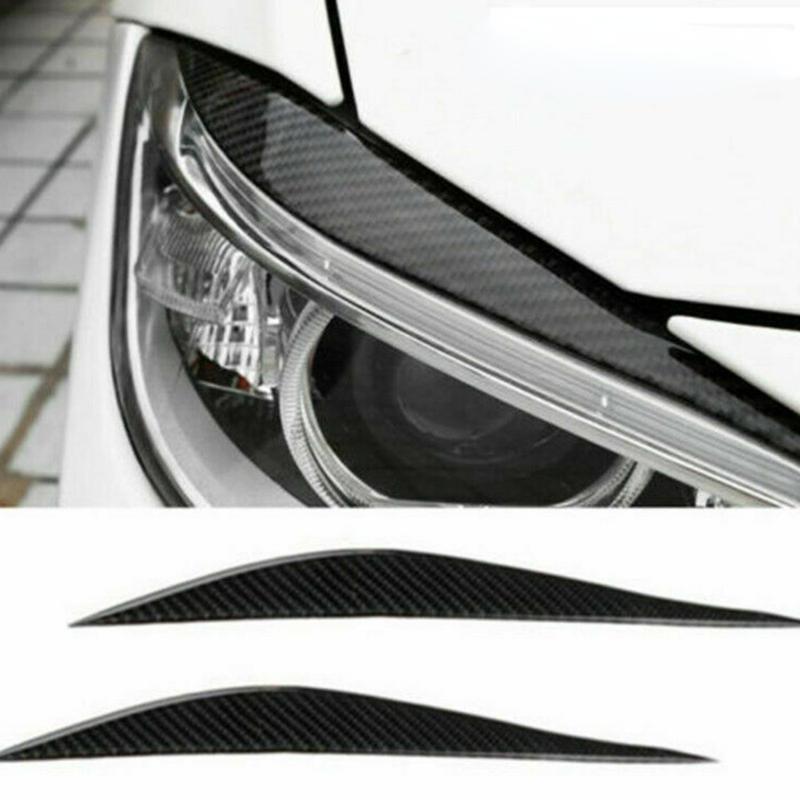 2pcs Car Carbon Fiber Headlight Eyebrow Stickers Cover Mask Decoration ...