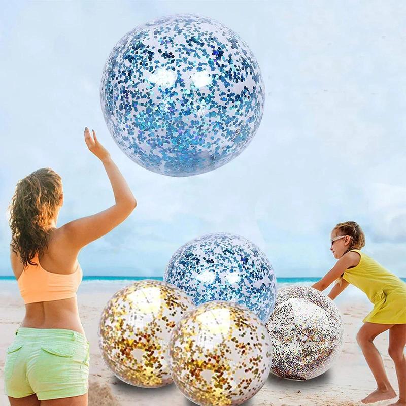 Inflatable Glitter Beach Ball Summer Water Play Sequin Balls - TikTok ...