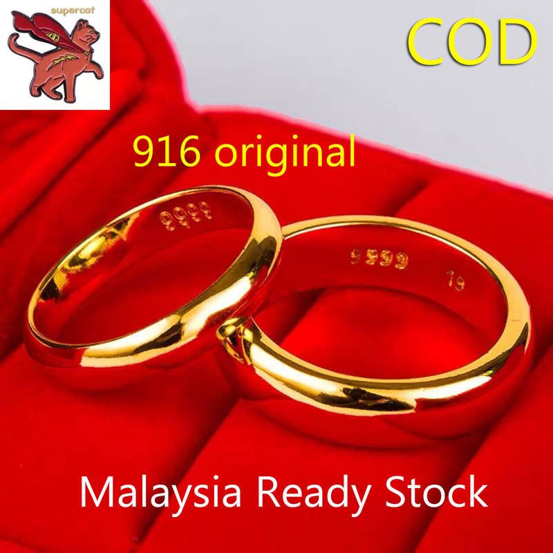 Cincin CinCin, 916 Emas, untuk Wanita dan Lelaki, Cincin Berkilat ...