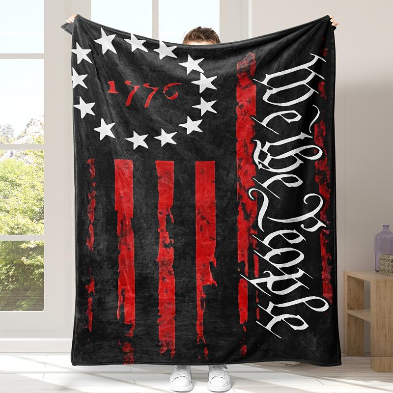 1776 Patriotic Flannel Throw Blanket American Flag Pattern Cozy All ...