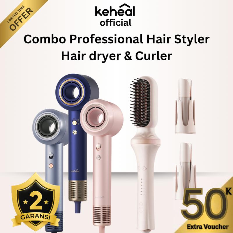 COMBO HEMAT KEHEAL Hair Dryer HC & Curler 3in 1 Hair Styler Rambut ...