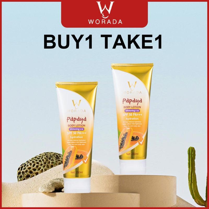 BUY 1 TAKE 1 WORADA Whitening X10 SPF 50 PA+++ Papaya Lotion - TikTok ...