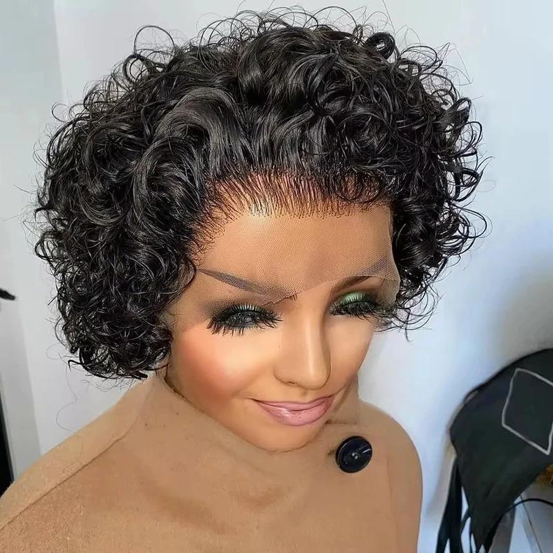 13x4 Pixie Cut Short Curly Human Hair Wigs Cheap 13x1 T Part - TikTok Shop