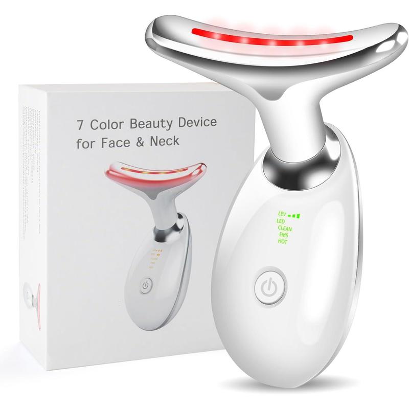 7-Color LED Neck & Face Rejuvenator, Cordless Vibration Massage ...