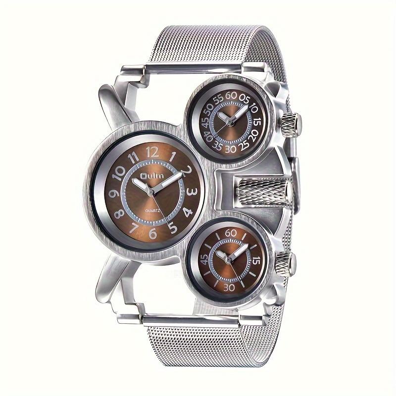 Jam Tangan Kuarza Lelaki, Bergaya, dengan 3 Zon Masa, Jalur Jaringan ...
