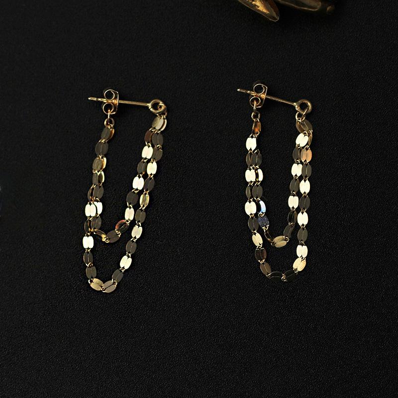 S925 Sterling Silver Plated 14K Gold Blade Chain Kiss Word Chain ...