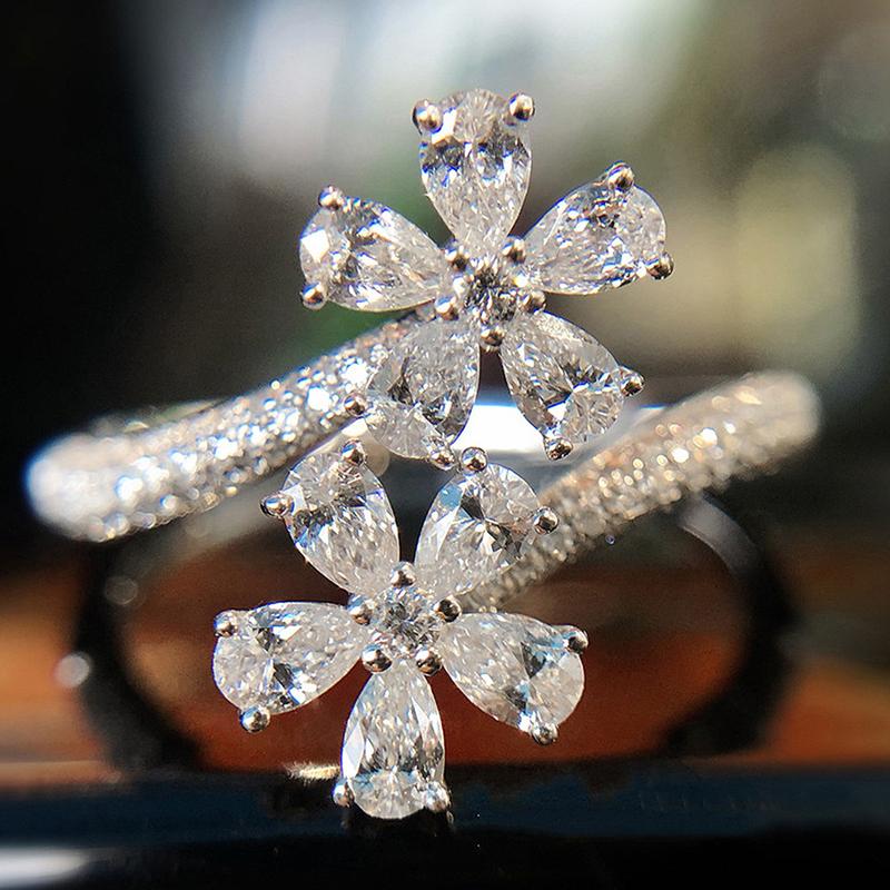 Cincin Zirkon Bunga, Cantik, Cincin Jari Terbuka Bling, Untu - TikTok ...