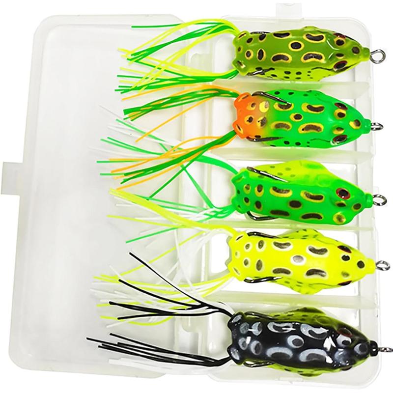 5 count topwater Frog Lures Sets with Box, 5g/8g/12g Ray Frog crankbait ...