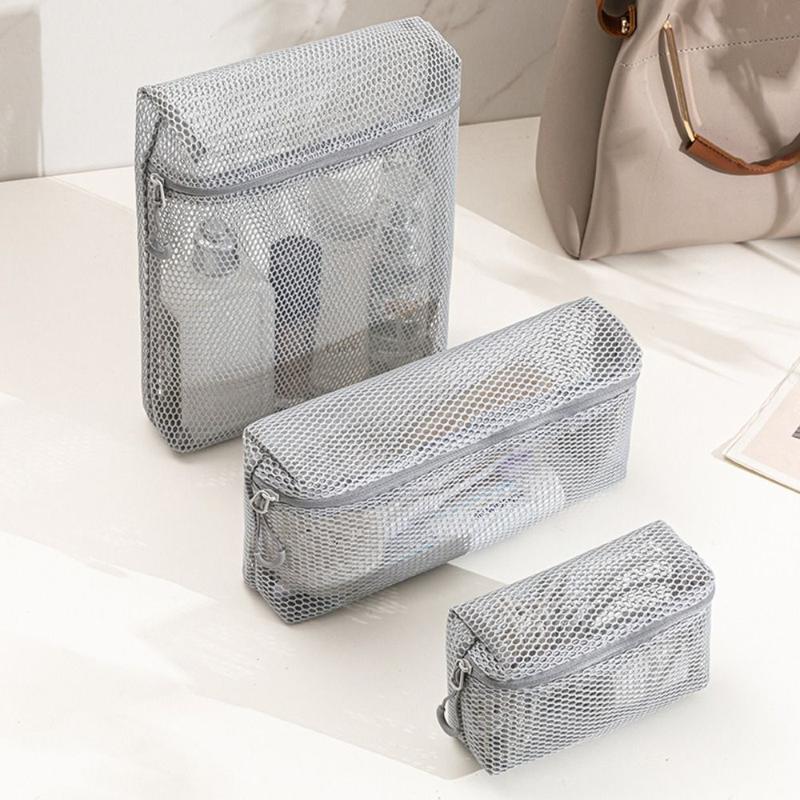 Casual Nylon Storage Pouch Hand-held Mesh Mesh Pouch With Zipper ...