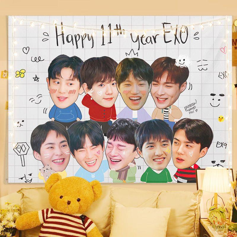 Exo Background Fabric Wu Shixun Park Chanyeol Baek Hyun Hanging ...