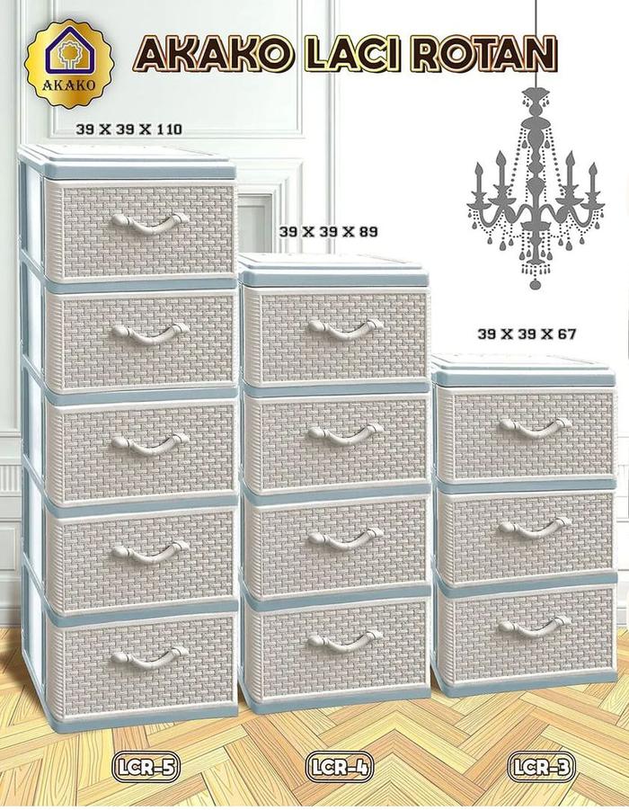 Jual AKAKO - Lemari Laci Plastik motif Rotan susun 3 4 5 NEW PROMO ...
