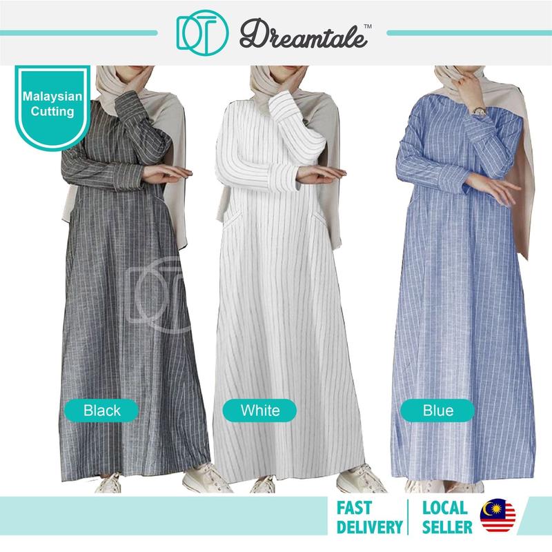 Dreamtale Abaya Wanita Dreamtale Ayra Muslimah Wear Thin Stripe ...