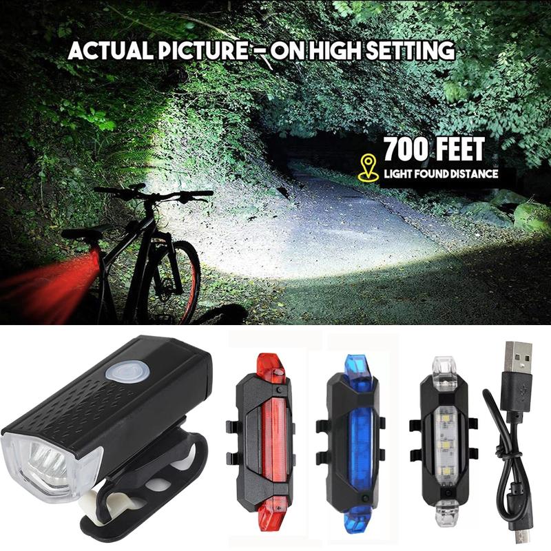 24h Shipped~USB Rechargeable Bike Light Set Front Light with - TikTok ...