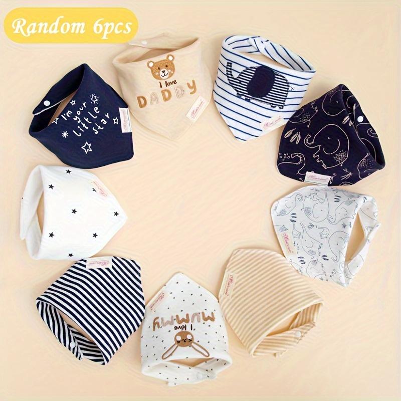 3/6pcs Random Color Cotton Double Layer Drool Towel Bib for Boys ...