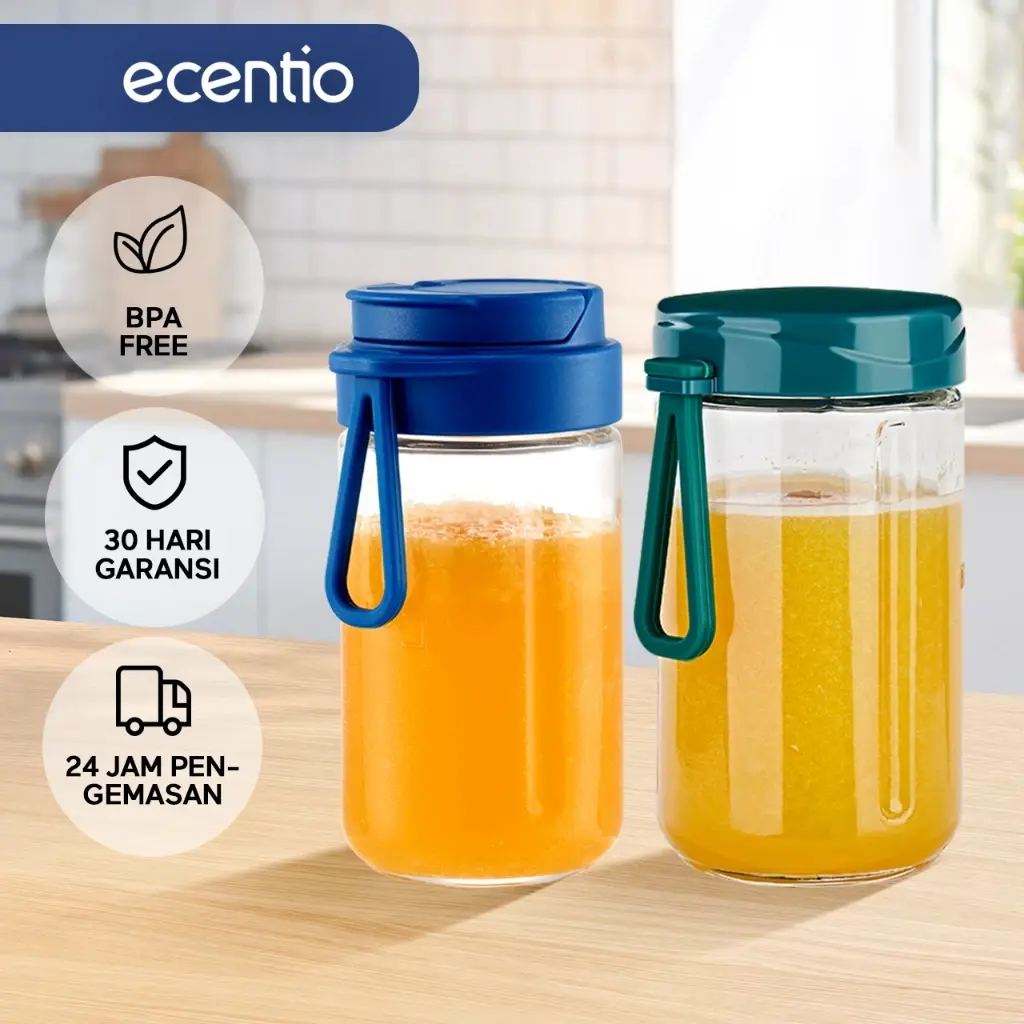 Ecentio Tabung Juicer Kaca 380ML Biru Juicer Cup Hijau Juicer Cup Kaca ...