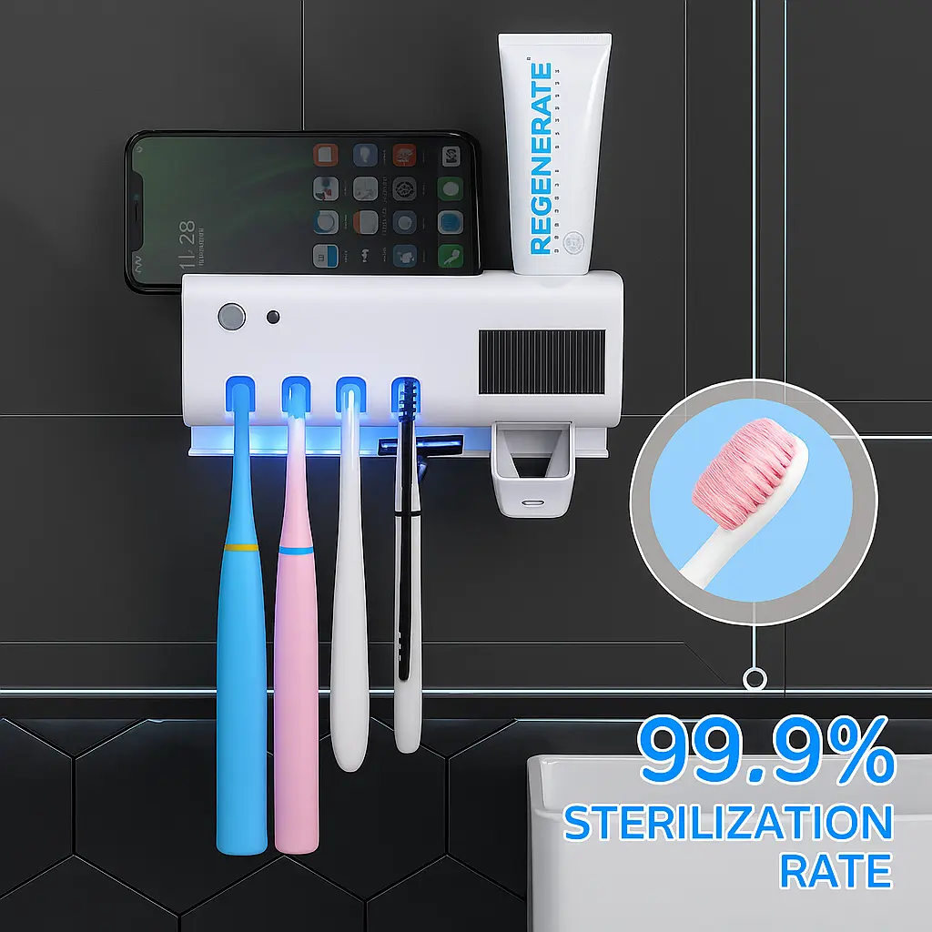1pc Smart Toothbrush Holder With Automatic Toothpaste Dispenser (Black ...