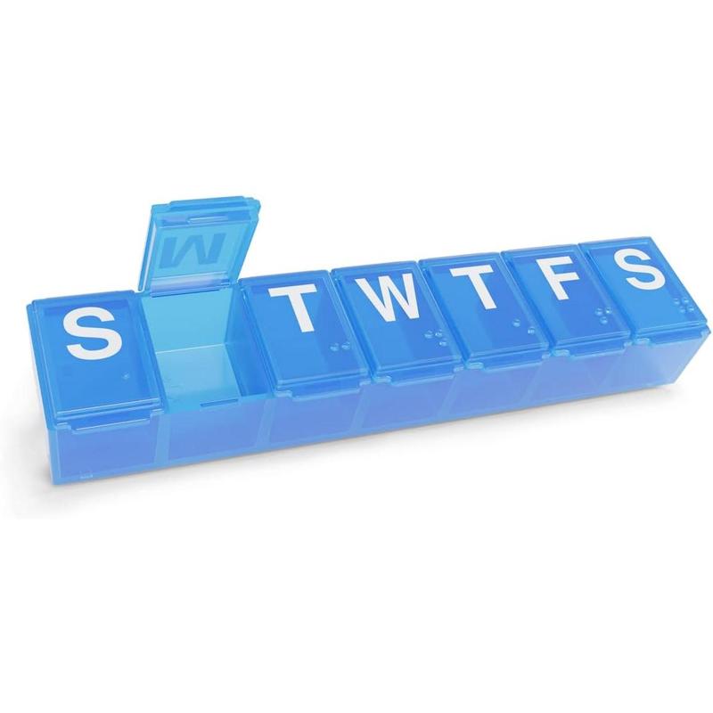 Weekly (7-Day) Pill Case, Medicine Planner, Vitamin Organizer Box ...