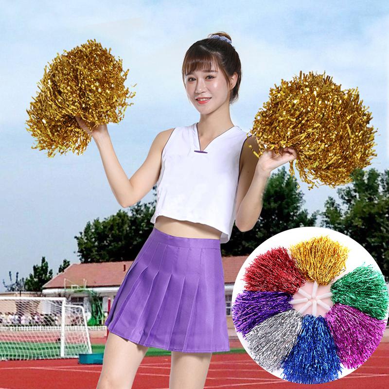 Neilittxi 2Pcs Metallic Cheerleader Pompoms with Non-Slip Handle ...