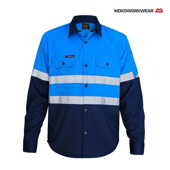 Jual MOKOWORKWEAR WEARPACK SAFETY PREMIUM BLUE SKY NAVY AIRFLOW kemeja ...