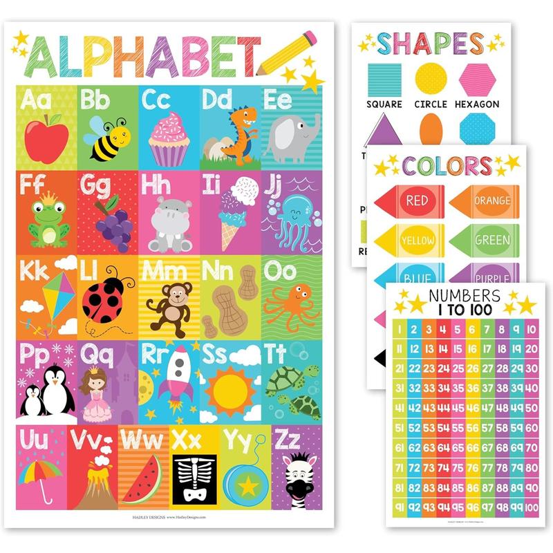 Hadley Designs Alphabet, Count 1-100 Numbers, Colors, 2D Shapes, ABC ...