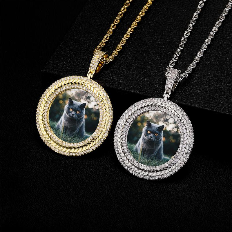 European Hip Hop Arrow round Photo Frame Ice Crystal Pendant ...