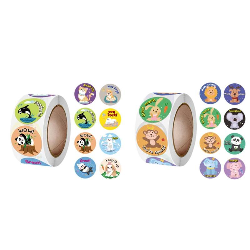 500Pcs Round Animal Stickers Cute Reward Stickers for School - TikTok ...