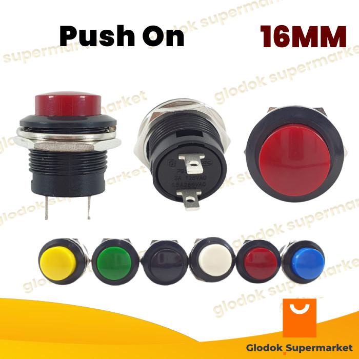 Saklar Push On 16mm 2 Pin Switch 2pin 16 mm Tombol 2 Kaki - Shop ...