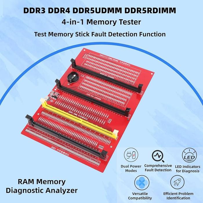 Jual Memory RAM Tester Card DDR3 DDR4 DDR5 with LED Indicators ...