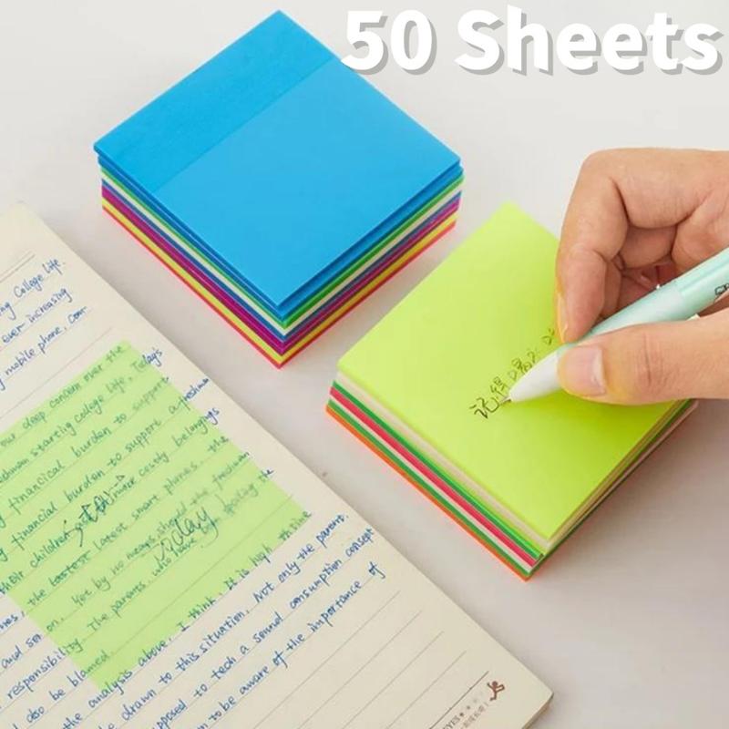50 Sheets Colored Transparent Sticky Notes Waterproof Self-Adhesive ...