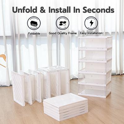 SIV Folding Rak Kasut Tertutup Storage Box Organizer Bertingkat Plastik ...