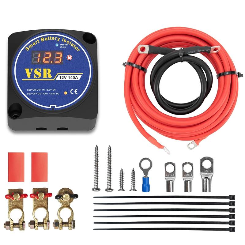 6M Dual Battery Isolator Kit 12V 140amp, Voltage Sensitive Relay ...