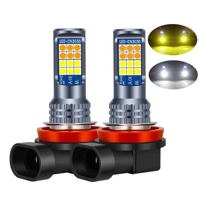 2Pcs Dual color car LED fog light H11 LED bulb H3 H7 H8 HB4 car ...