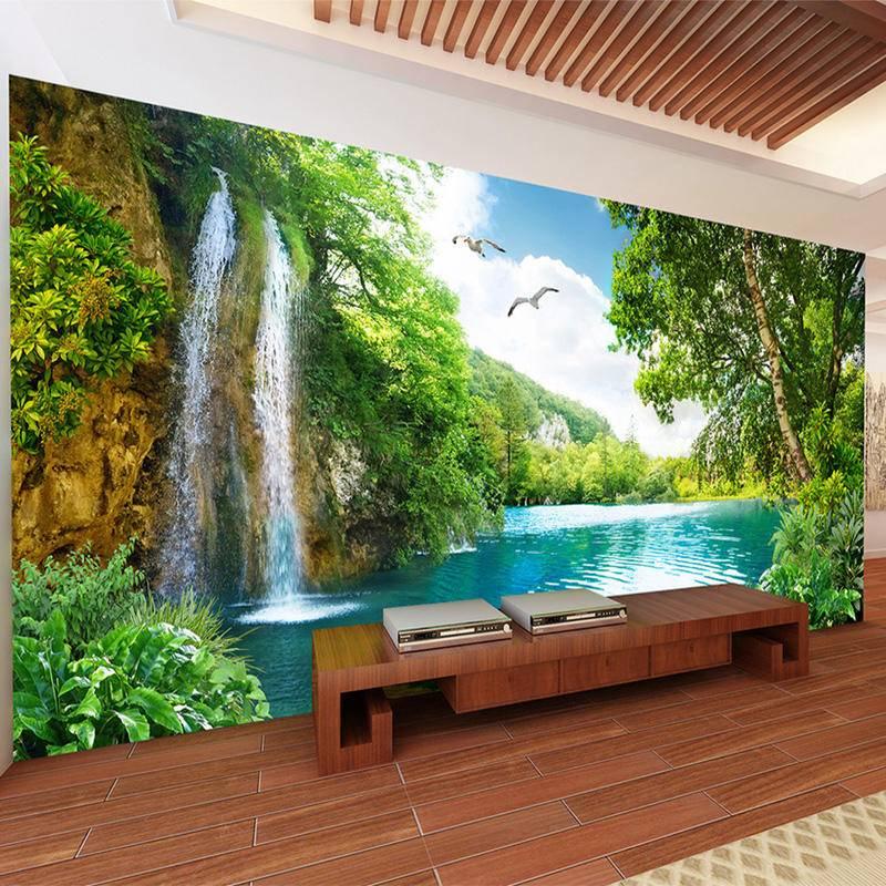 Mural Pelekat Sendiri, Disesuaikan, Reka Bentuk Air Terjun Gunung ...