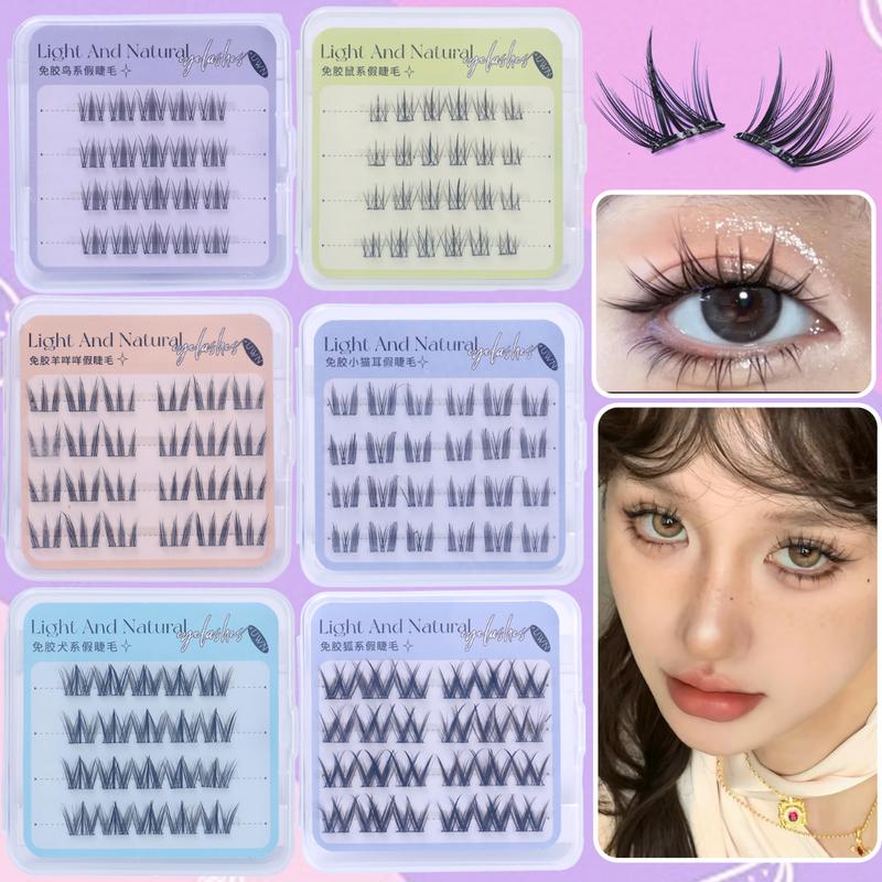 6 Styles Cute Animal Series False Eyelashes Self Adhesive Segmented ...
