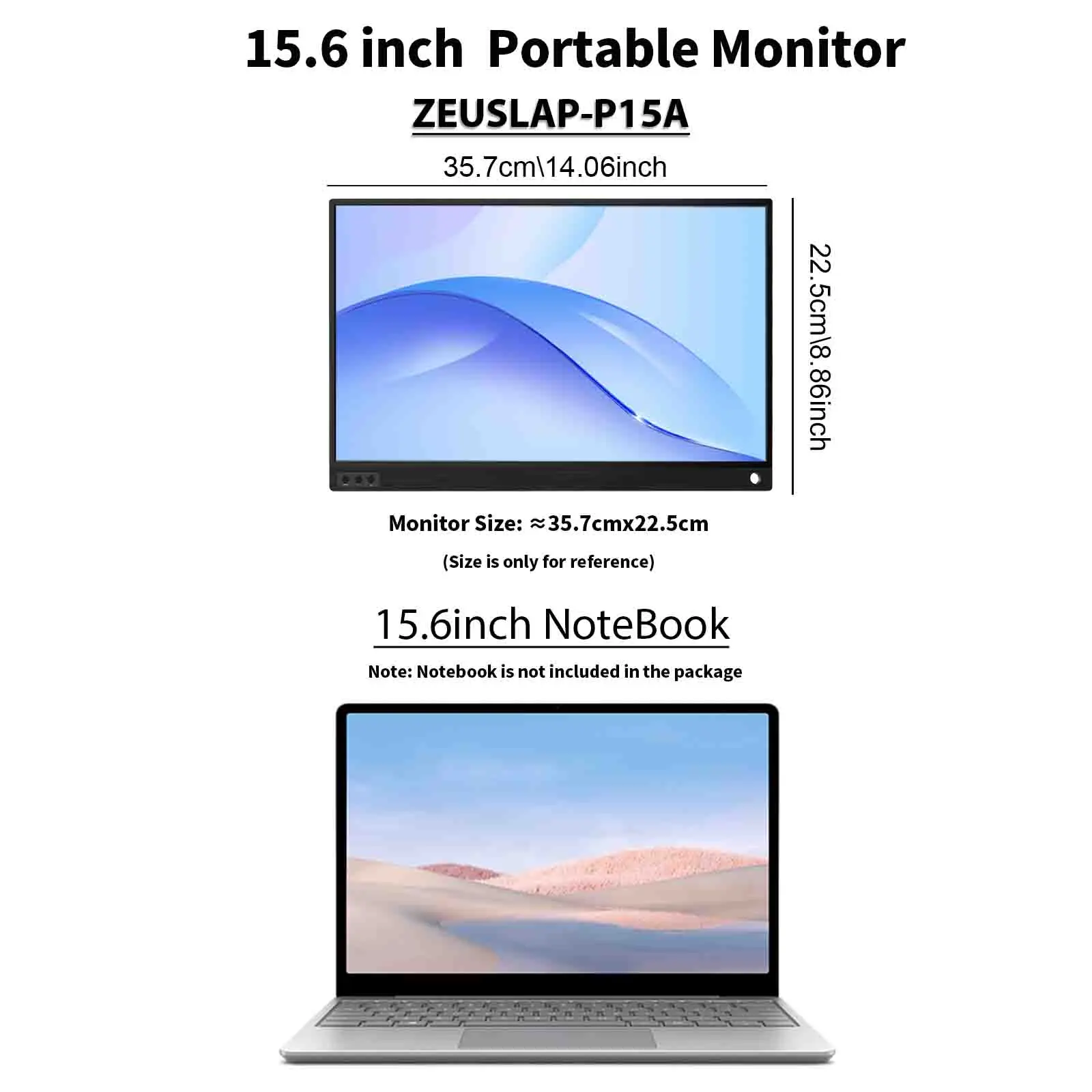 Portable Monitor, 1 Piece Christmas Gift 15.6 Inch 120Hz FHD Computer ...