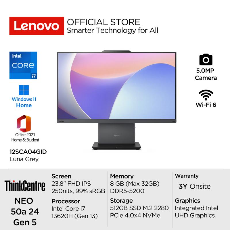 Lenovo PC AIO ThinkCentre Neo 50a 24 Gen 5 4GID Intel Core i - Shop ...