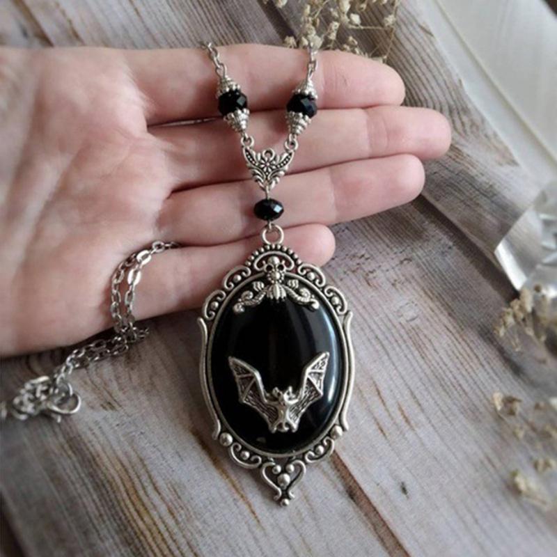 Unisex Bat Beads Faux Gemstone Pendant Necklace Finger Ring Earrings ...