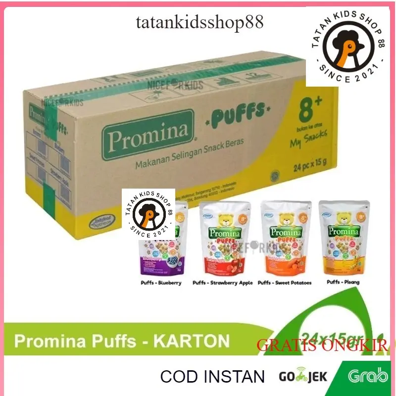 Promina Puffs 1 DUS Karton Puff Biskuit Sereal Makanan Cemilan Bayi 8 ...