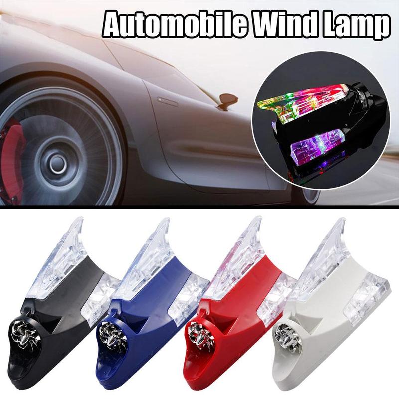 Car Wind Power LED Anti Collision Light Shark Fin Antenna Lamp - TikTok ...