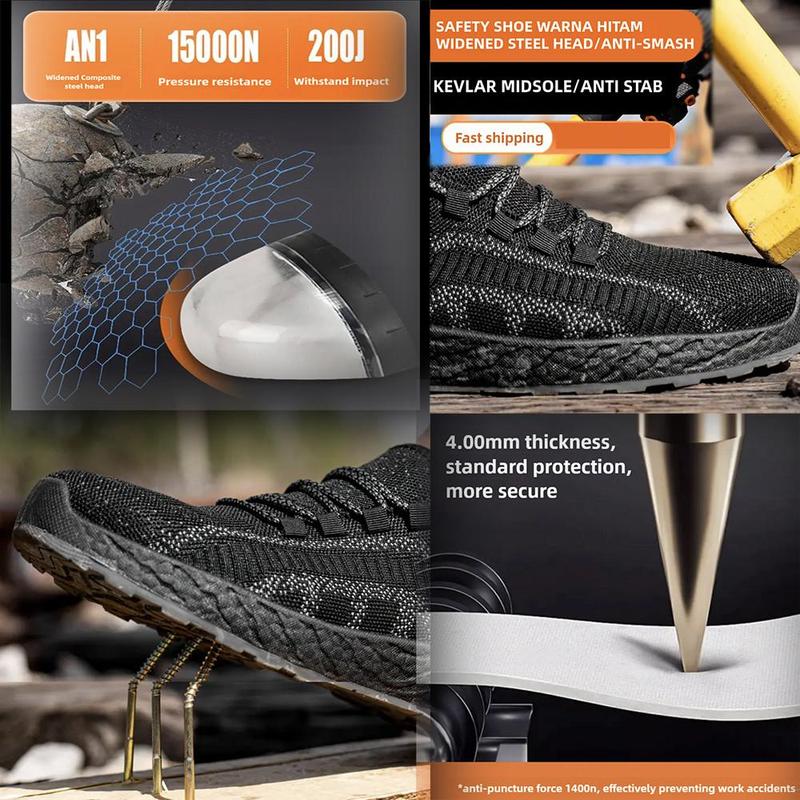 Lightweight Breathable Kasut Safety Hitam Latest Design 002 (New ...