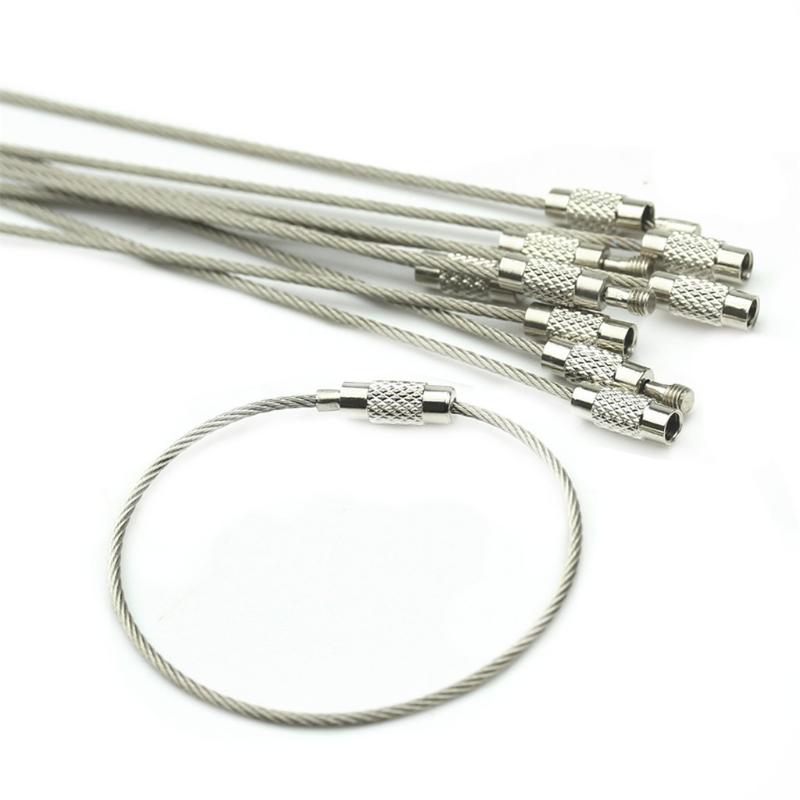 Heche 10Pcs Screw Locking Stainless Steel Wire Keychain for Key ...