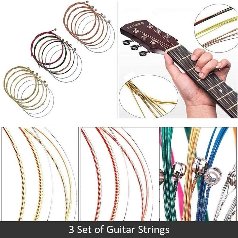 66 Pieces Acoustic Guitar Accessory Kit Guitar String Capo Picks ...