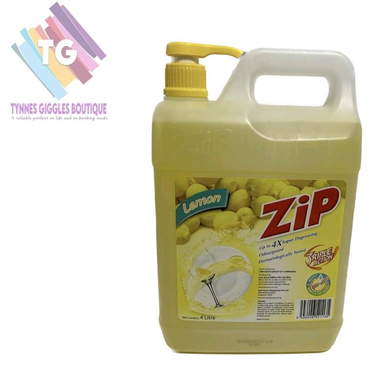 ZIP Dishwashing liquid 4L(TRIPLE ACTION) Household Lemon - TikTok Shop ...