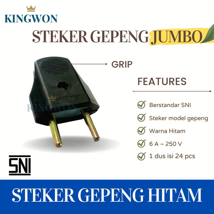 Promo STEKER GEPENG / STEKER BIASA HITAM / COLOKAN GEPENG / COLOKAN ...