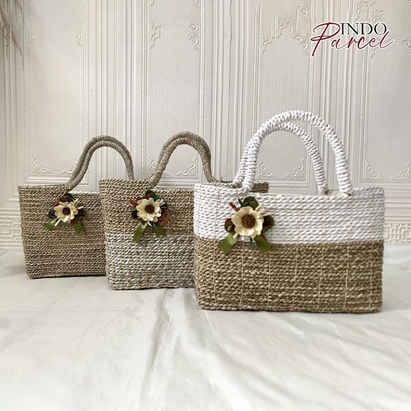 INDOPARCEL - Tas Keranjang Anyaman Rara Motif Warna Kombinasi Bunga ...