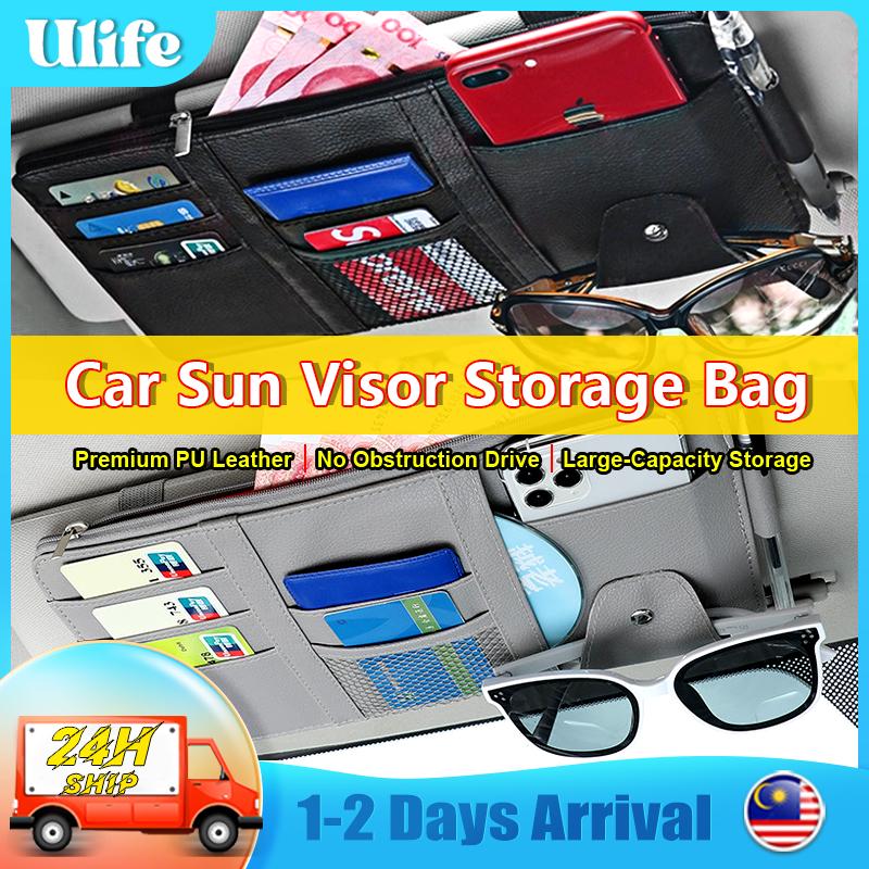 Car Sun Visor Organizer with Zipper Sun Visor Storage Bag Multi-Purpose ...