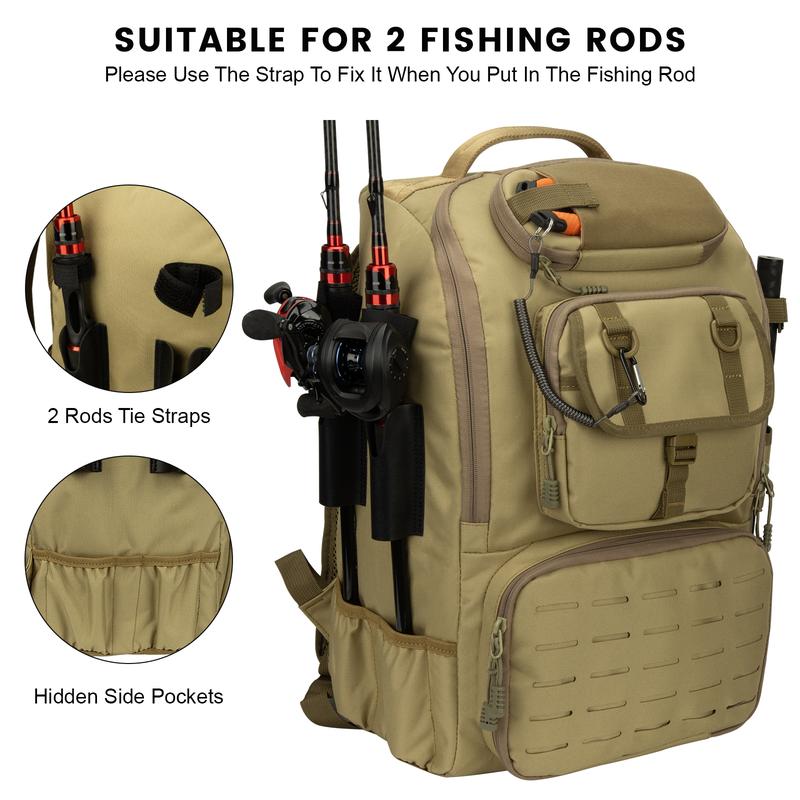 Kastking Karryall Fishing Tackle Backpack with Rod Holders 4 Tackle ...