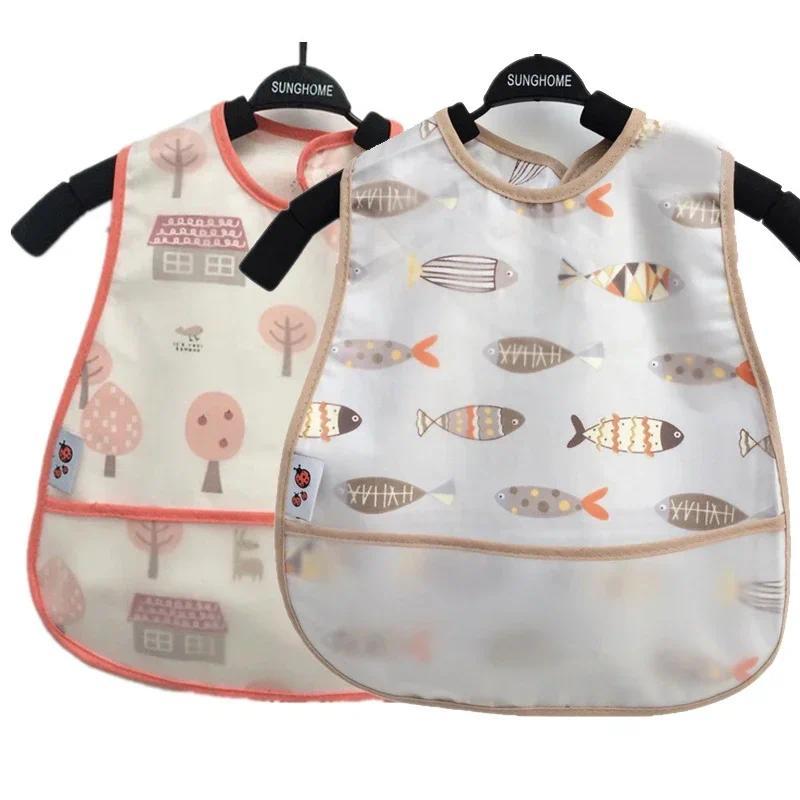 Cartoon Pattern EVA Waterproof Lunch Feeding Bibs Cotton Adjustable ...