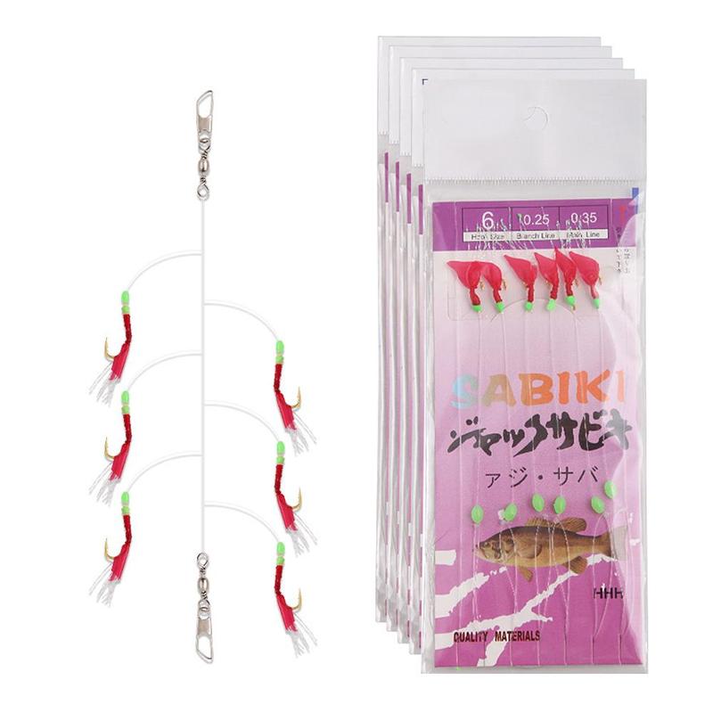 6pcs/set Sabiki Apollo Hook Biomimetic Maru Shi Shrimp Skin Fish ...